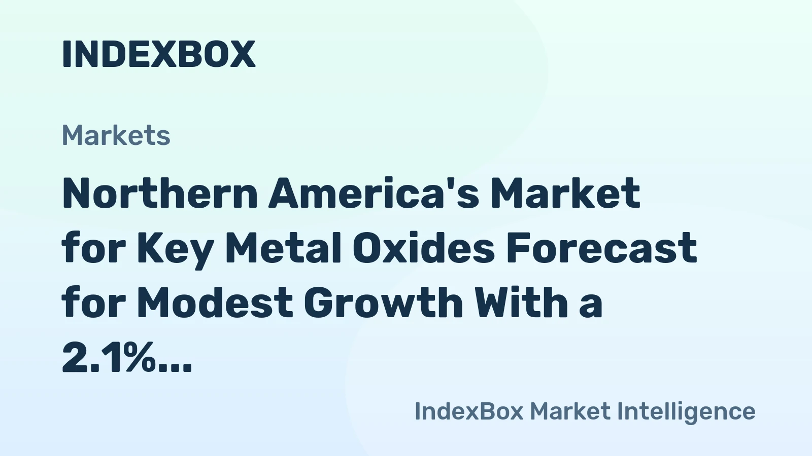 Northern America's Market for Key Metal Oxides Forecast for Modest Growth With a 2.1% CAGR in Value