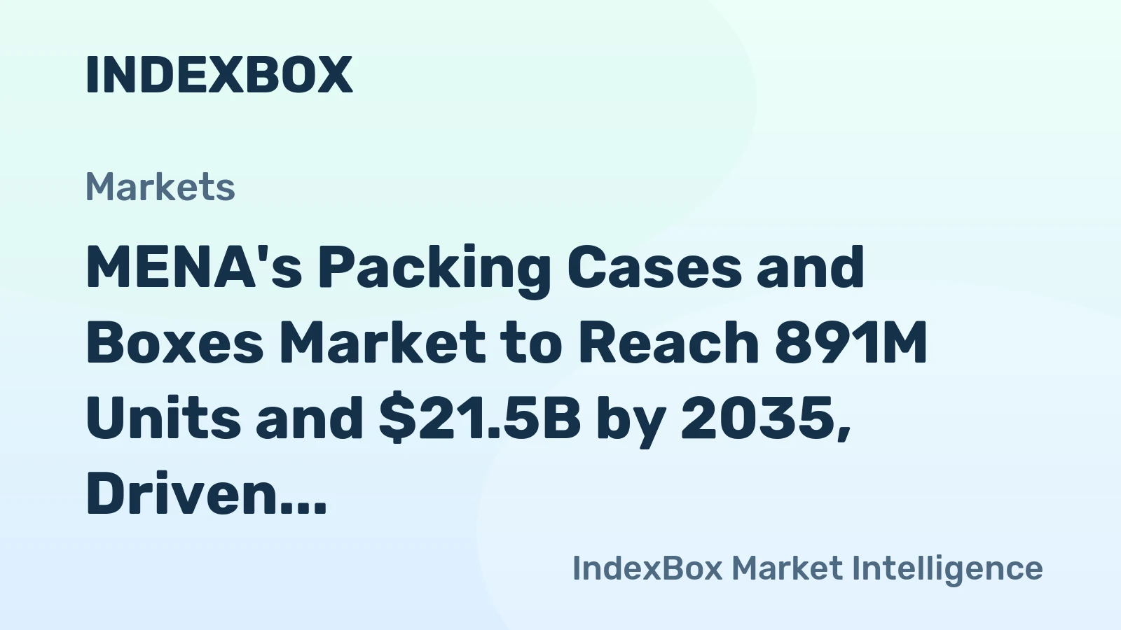 MENA's Packing Cases and Boxes Market to Reach 891M Units and $21.5B by 2035, Driven by Growing Demand
