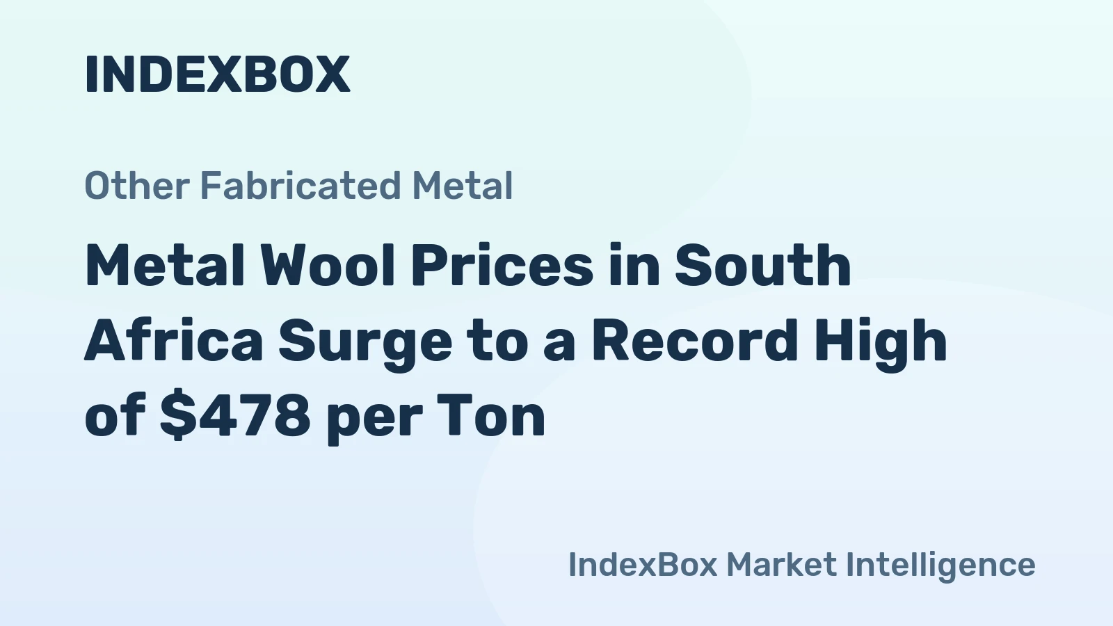 Metal Wool Prices in South Africa Surge to a Record High of $478 per Ton