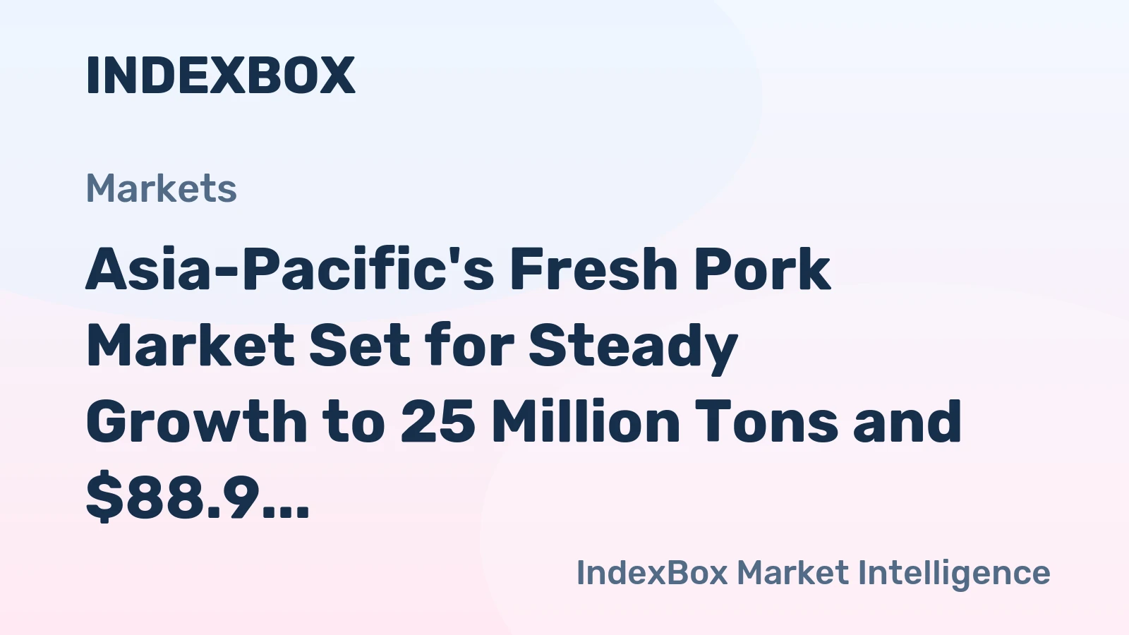 Asia-Pacific's Fresh Pork Market Set for Steady Growth to 25 Million Tons and $88.9 Billion