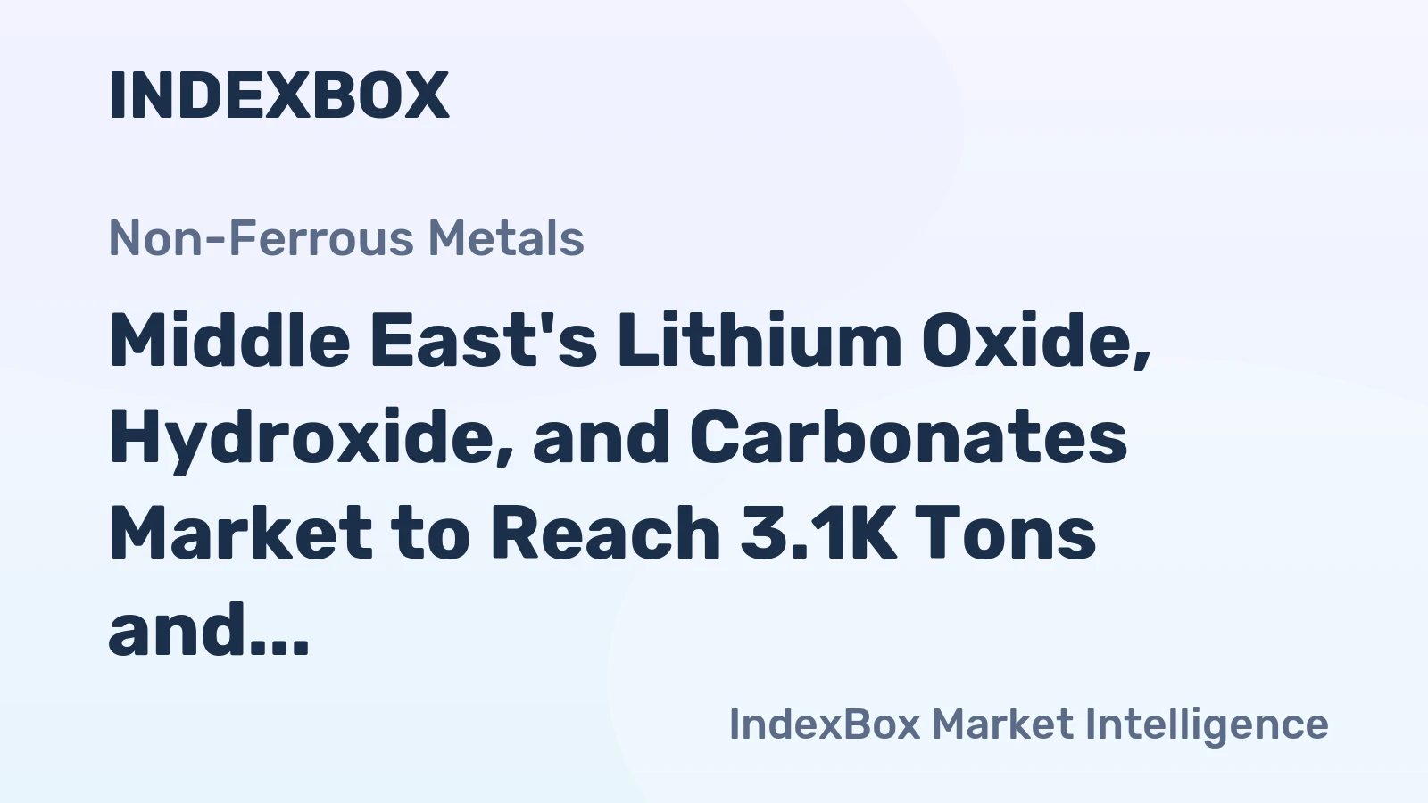Middle East's Lithium Oxide, Hydroxide, and Carbonates Market to Reach 3.1K Tons and $57M by 2035