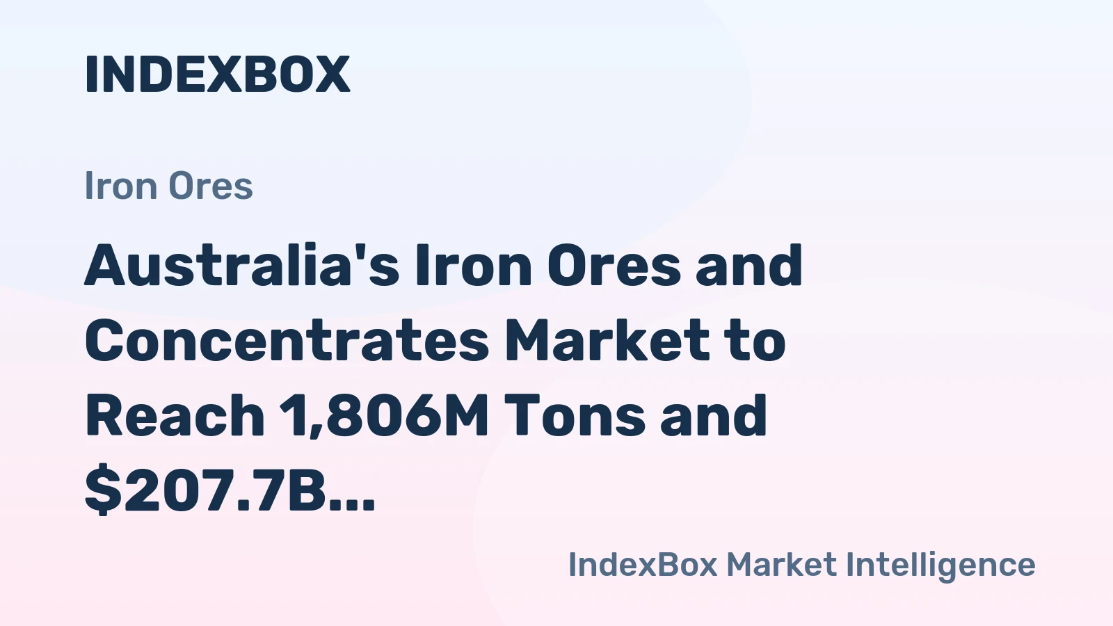 Australia's Iron Ores and Concentrates Market to Reach 1,806M Tons and $207.7B by 2035