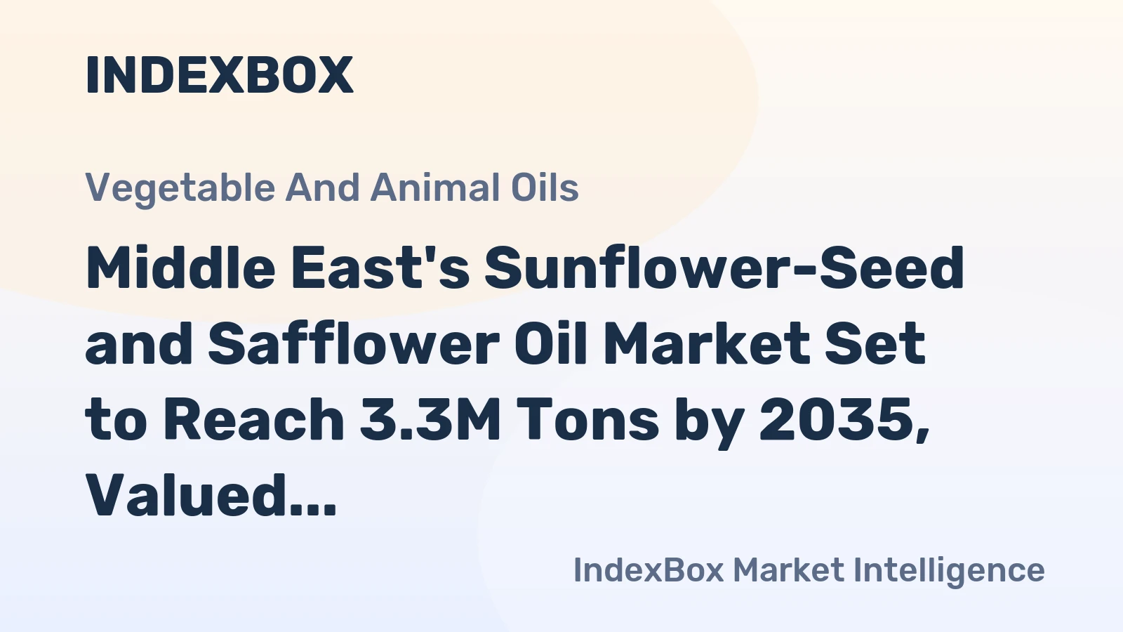 Middle East's Sunflower-Seed and Safflower Oil Market Set to Reach 3.3M Tons by 2035, Valued at $3.6B