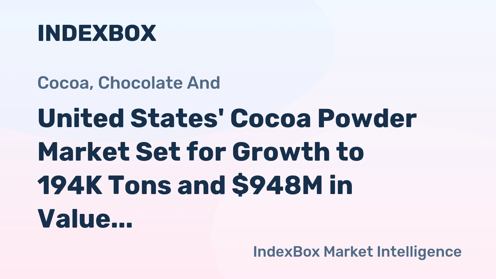United States' Cocoa Powder Market Set for Growth to 194K Tons and $948M in Value