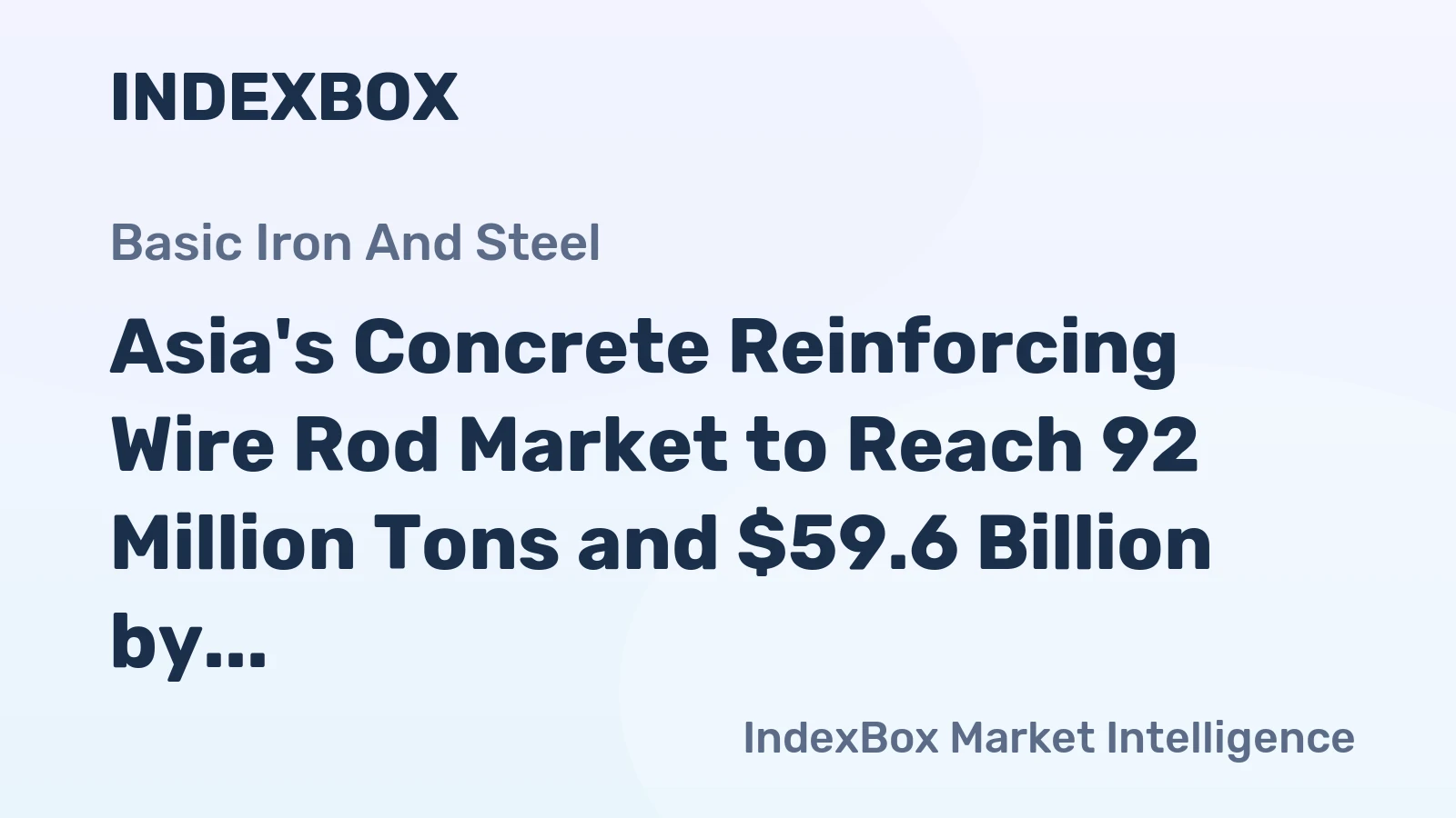 Asia's Concrete Reinforcing Wire Rod Market to Reach 92 Million Tons and $59.6 Billion by 2035