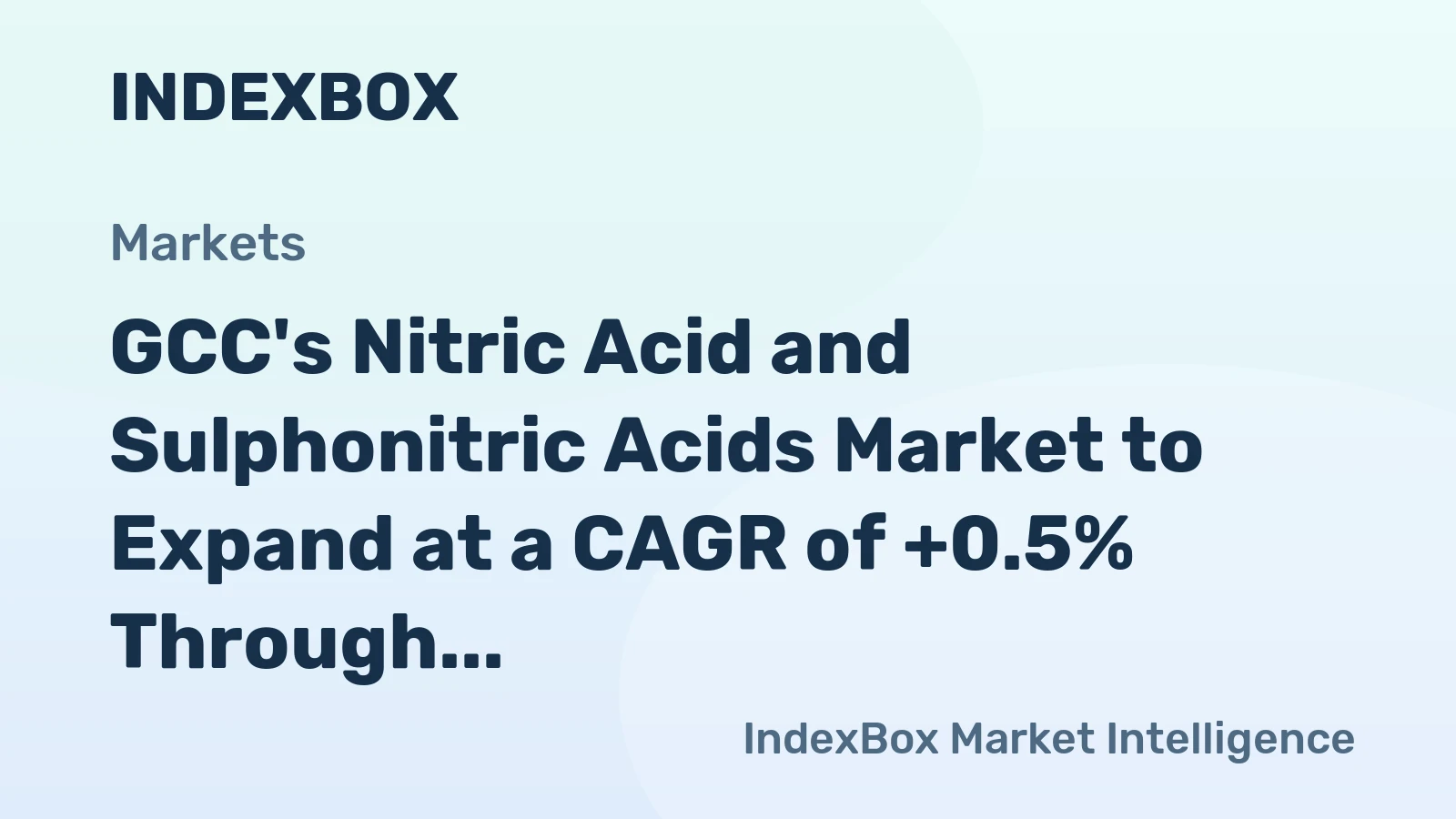 GCC's Nitric Acid and Sulphonitric Acids Market to Expand at a CAGR of +0.5% Through 2035, Reaching $391M