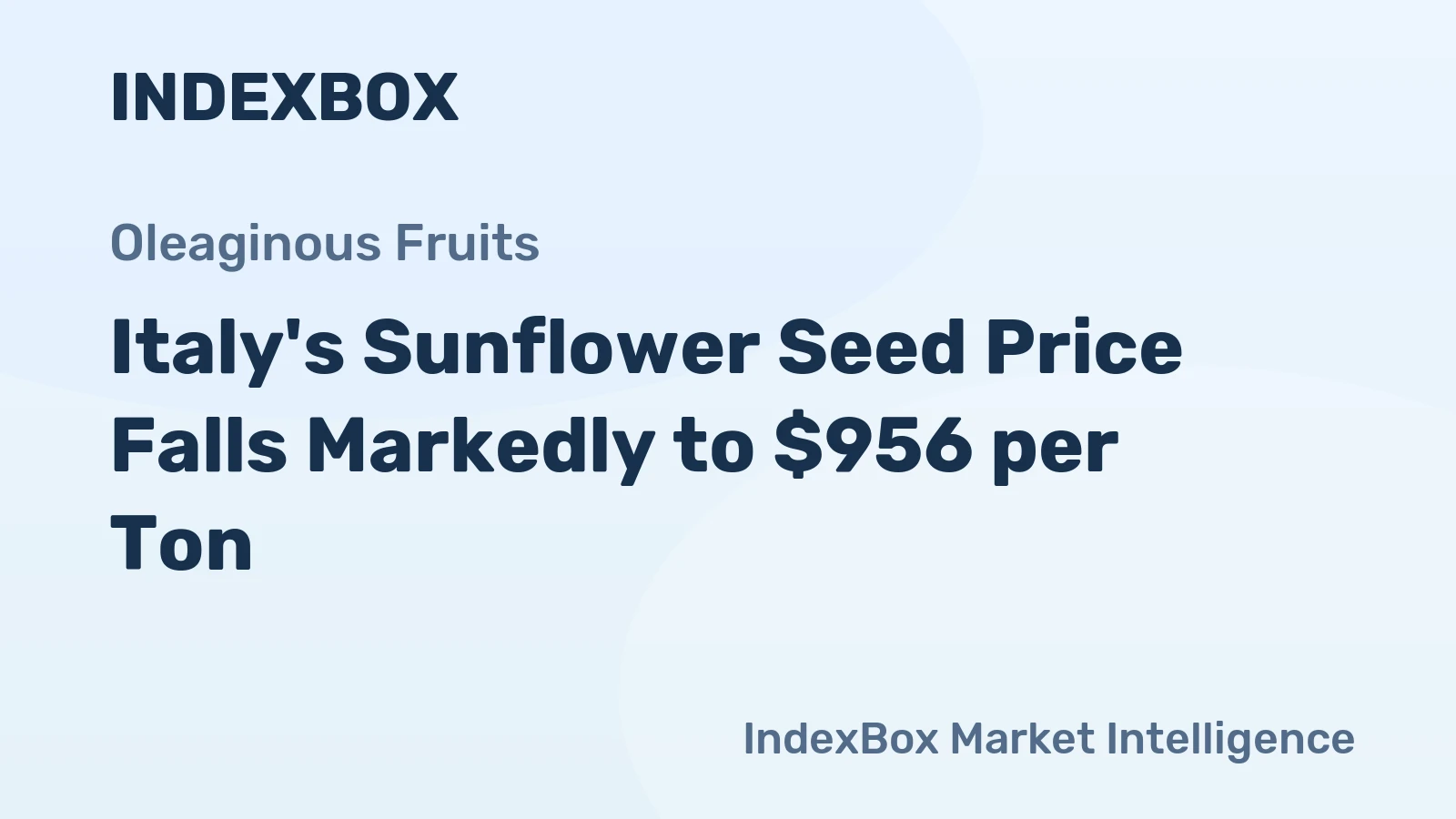 Italy's Sunflower Seed Price Falls Markedly to $956 per Ton