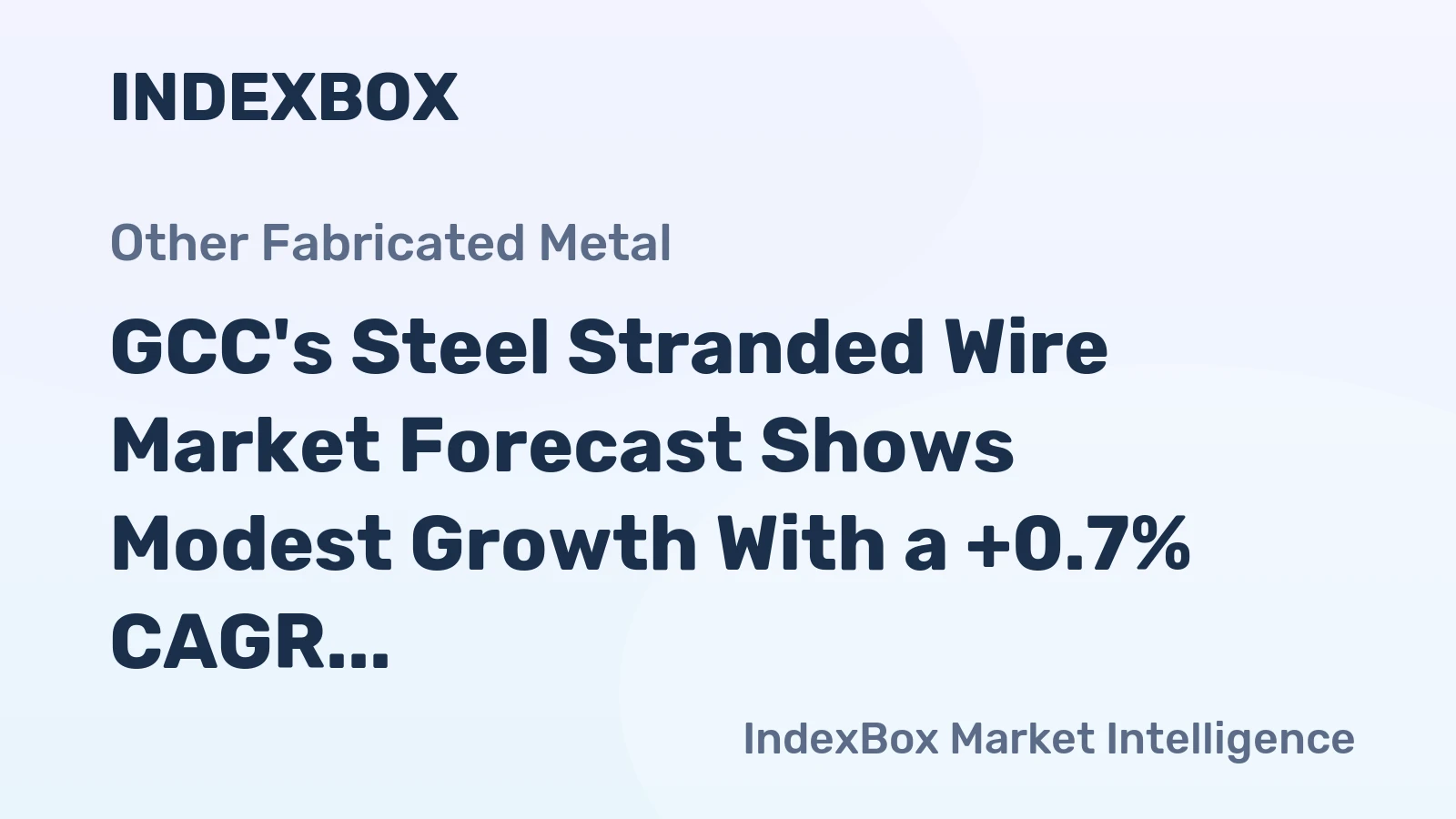 GCC's Steel Stranded Wire Market Forecast Shows Modest Growth With a +0.7% CAGR in Value