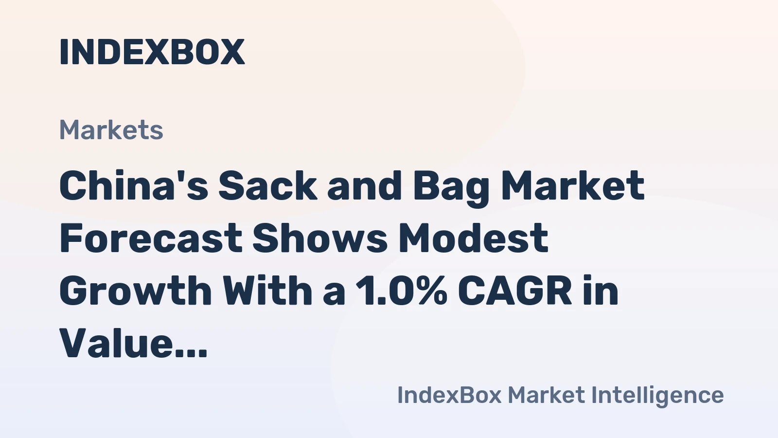 China's Sack and Bag Market Forecast Shows Modest Growth With a 1.0% CAGR in Value