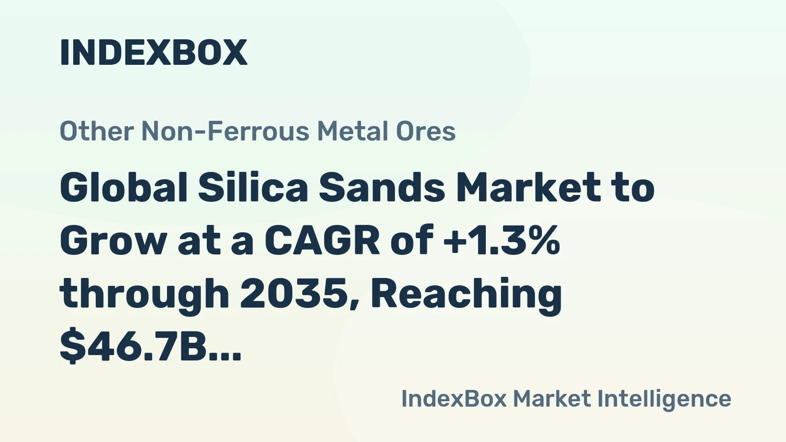 Global Silica Sands Market to Grow at a CAGR of +1.3% through 2035, Reaching $46.7B in Value