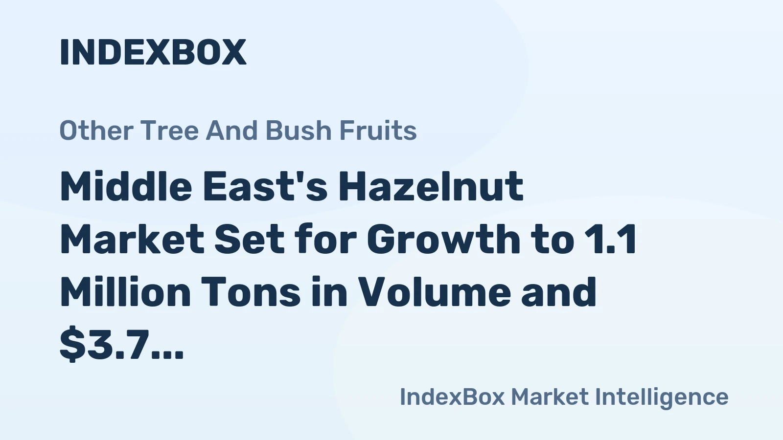 Middle East's Hazelnut Market Set for Growth to 1.1 Million Tons in Volume and $3.7 Billion in Value