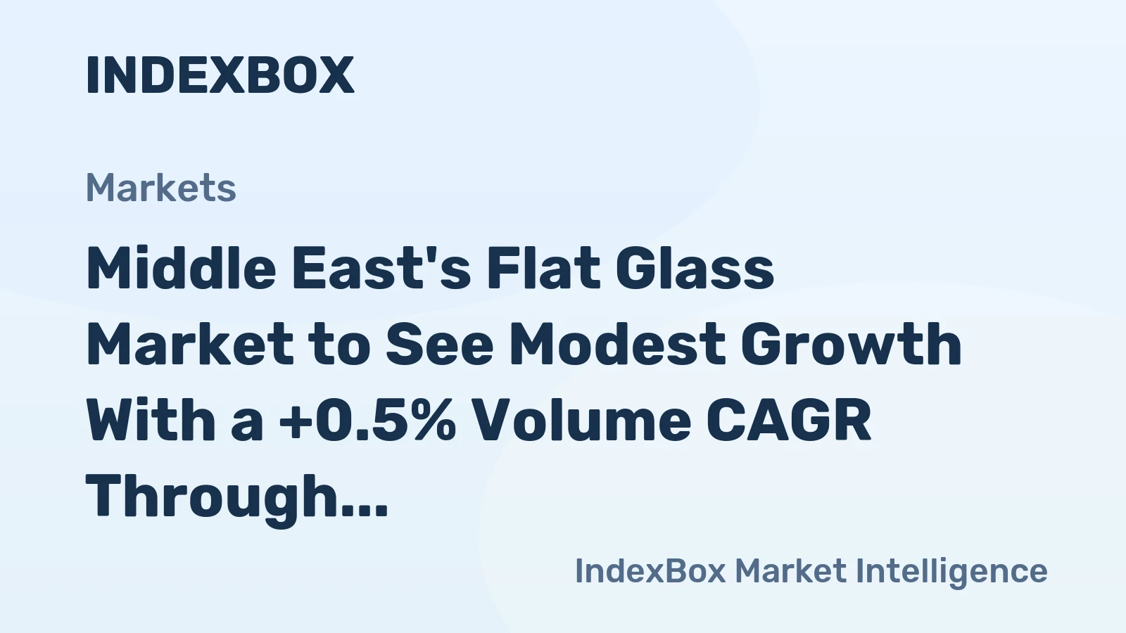 Middle East's Flat Glass Market to See Modest Growth With a +0.5% Volume CAGR Through 2035