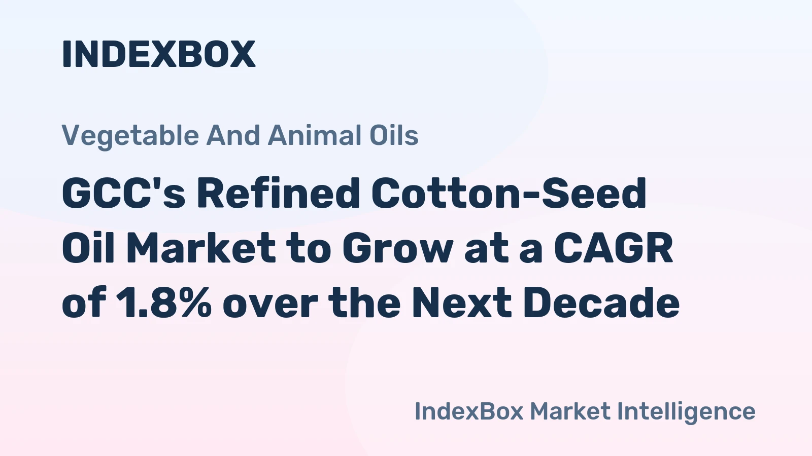 GCC's Refined Cotton-Seed Oil Market to Grow at a CAGR of 1.8% over the Next Decade