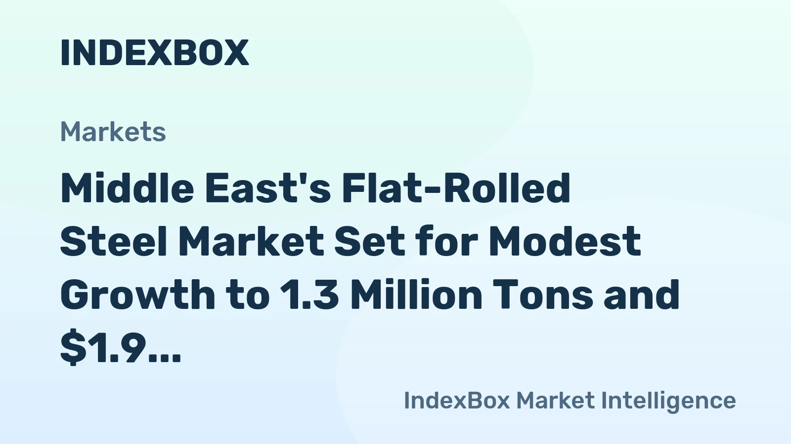Middle East's Flat-Rolled Steel Market Set for Modest Growth to 1.3 Million Tons and $1.9 Billion