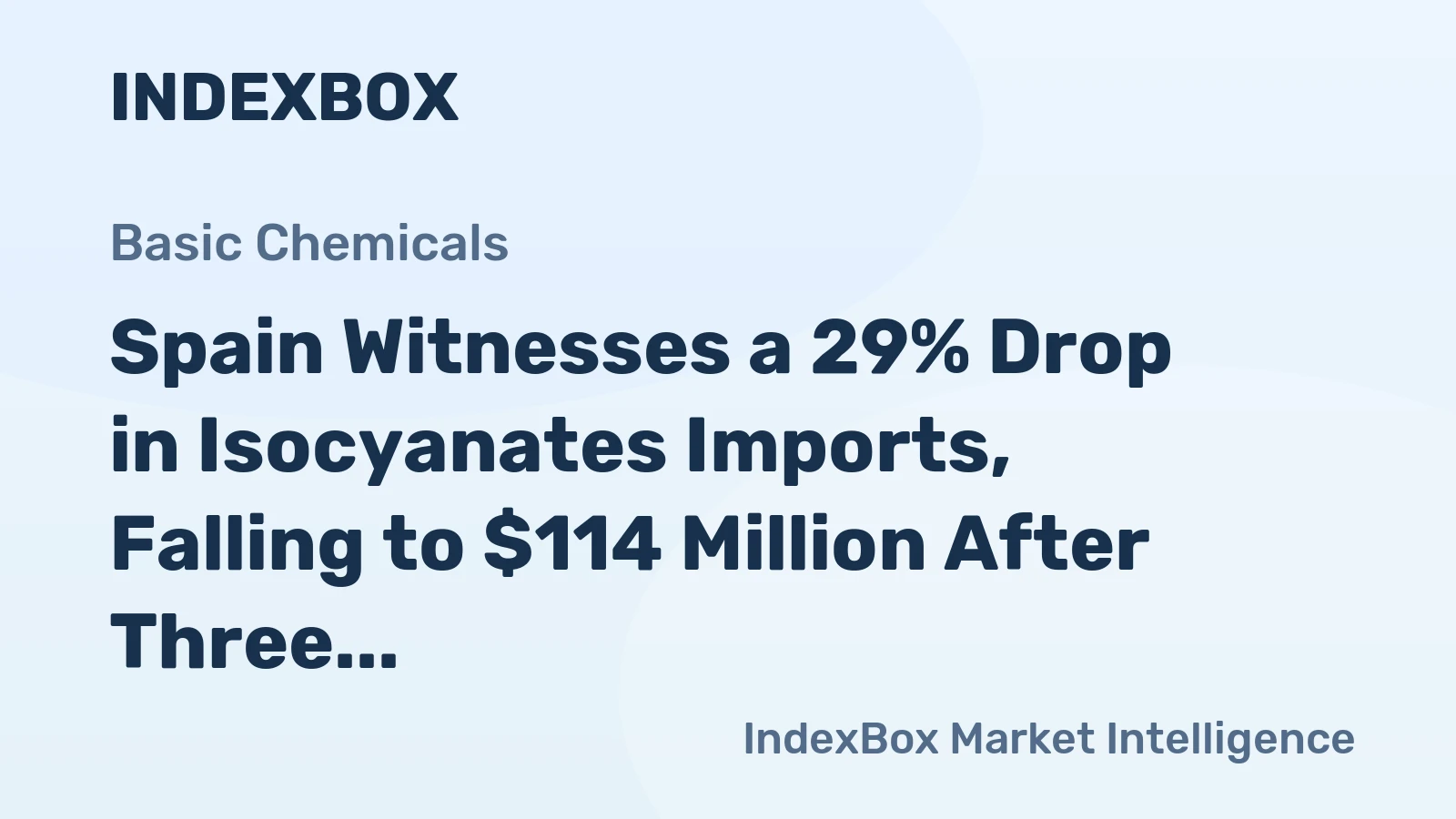 Spain Witnesses a 29% Drop in Isocyanates Imports, Falling to $114 Million After Three Months of Decline in 2024