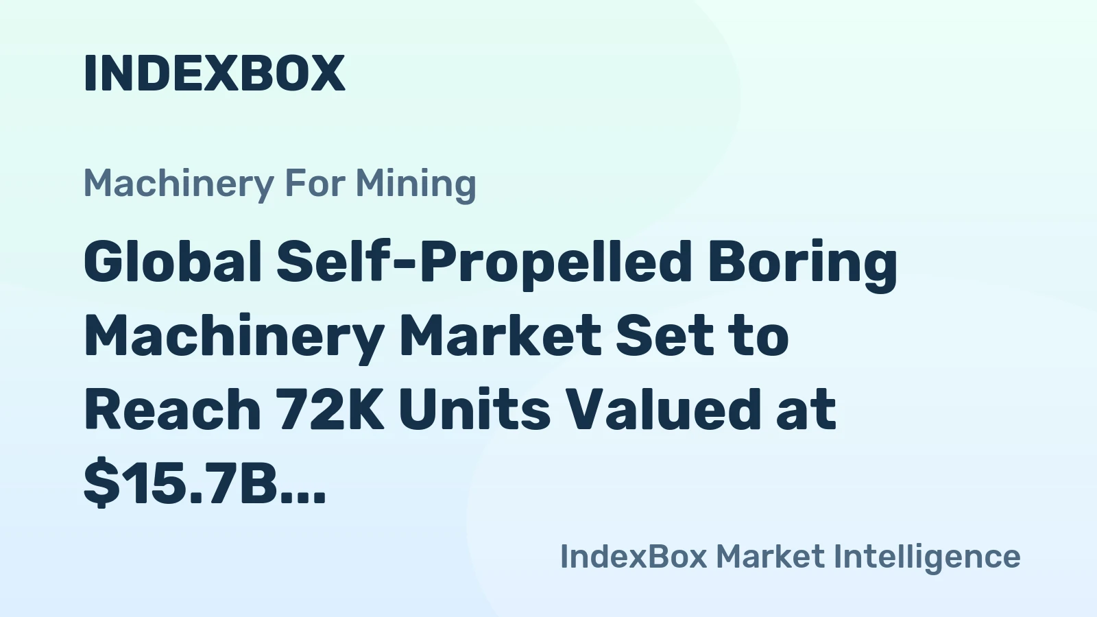 Global Self-Propelled Boring Machinery Market Set to Reach 72K Units Valued at $15.7B by 2035