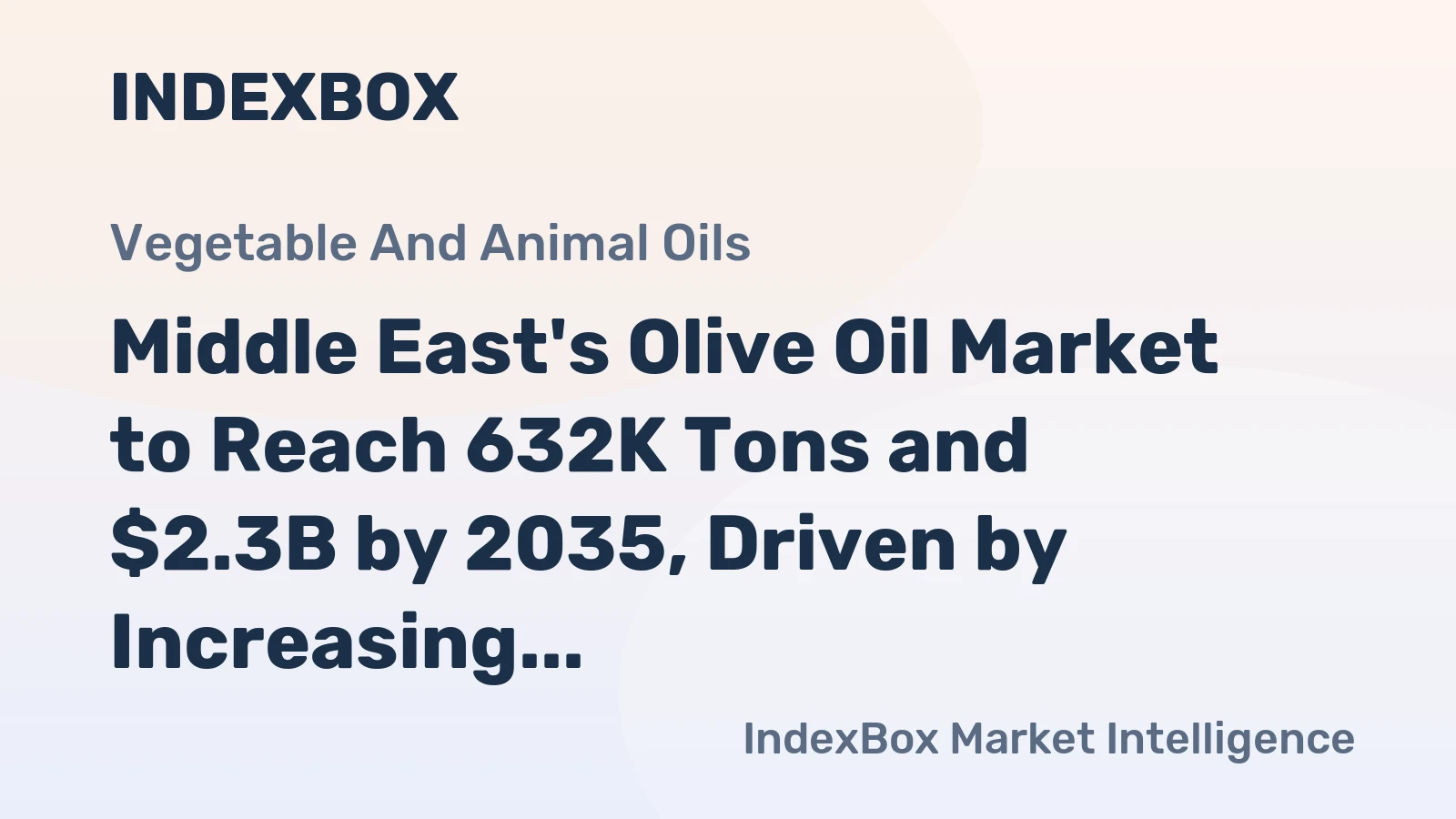 Middle East's Olive Oil Market to Reach 632K Tons and $2.3B by 2035, Driven by Increasing Demand