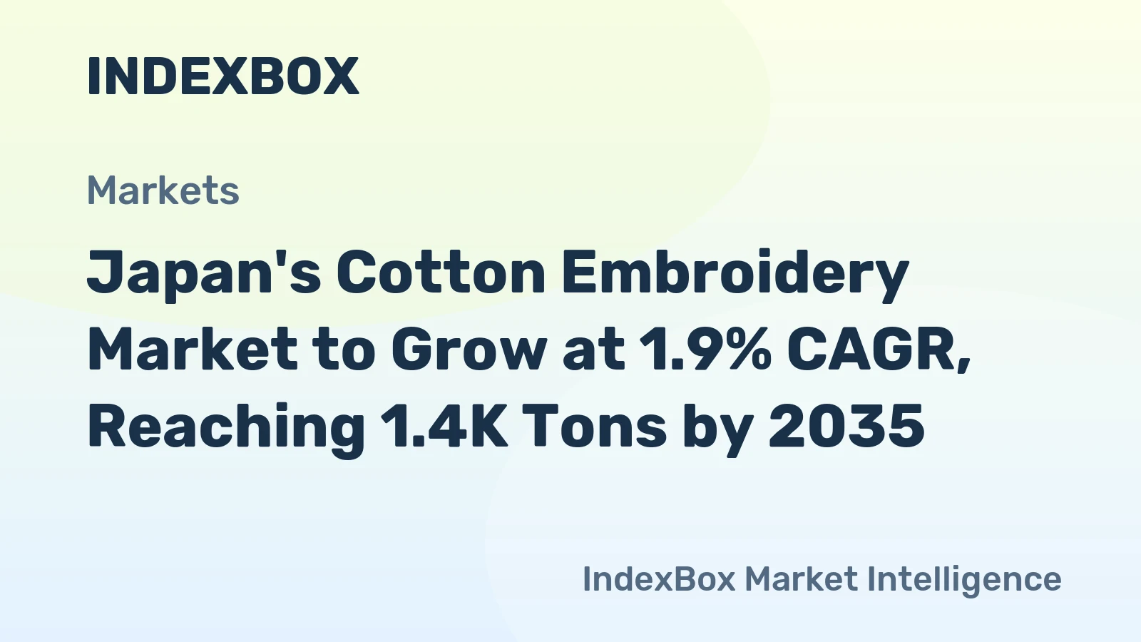 Japan's Cotton Embroidery Market to Grow at 1.9% CAGR, Reaching 1.4K Tons by 2035