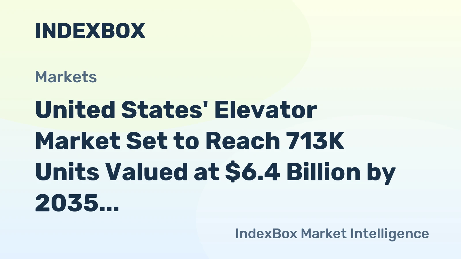 United States' Elevator Market Set to Reach 713K Units Valued at $6.4 Billion by 2035