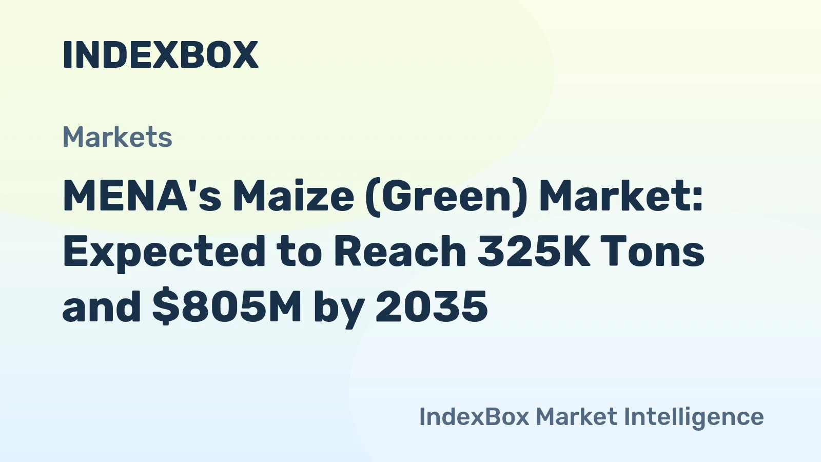 MENA's Maize (Green) Market: Expected to Reach 325K Tons and $805M by 2035