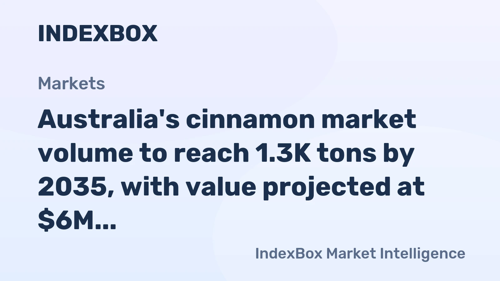 Australia's cinnamon market volume to reach 1.3K tons by 2035, with value projected at $6M, indicating steady growth.