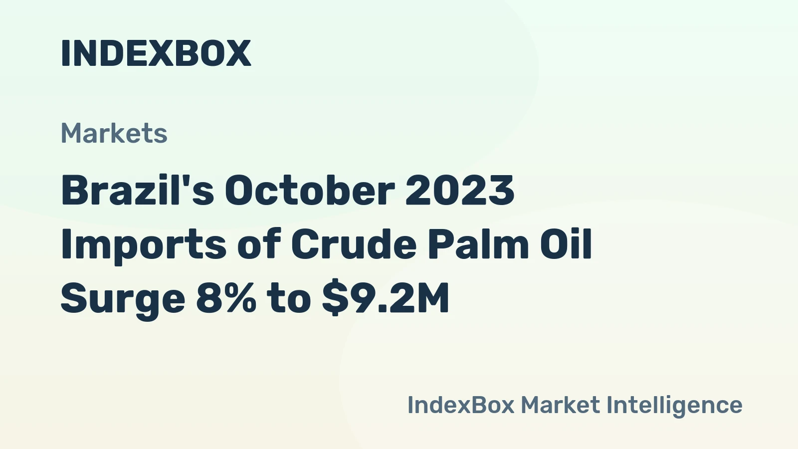 Brazil's October 2023 Imports of Crude Palm Oil Surge 8% to $9.2M