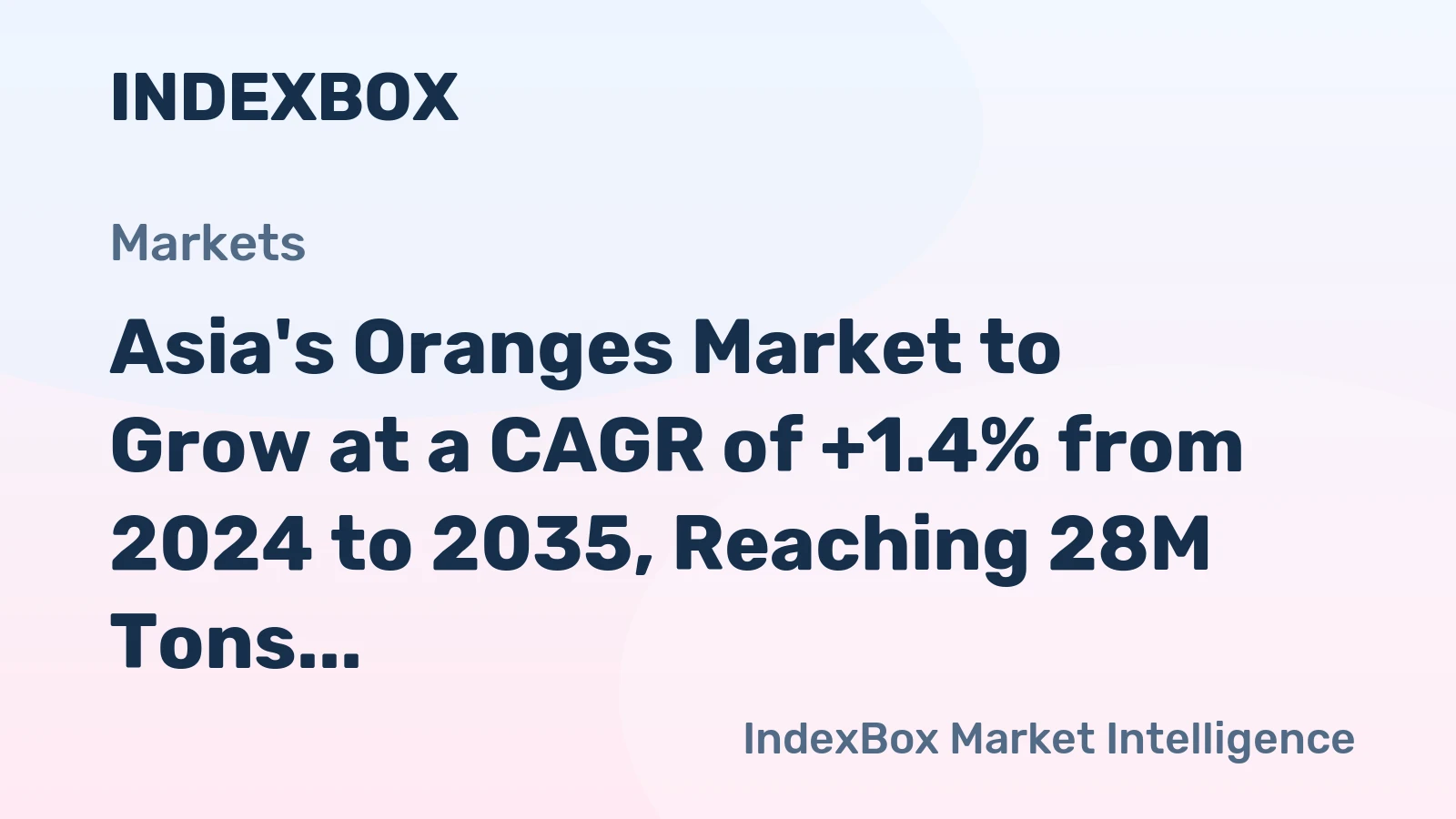 Asia's Oranges Market to Grow at a CAGR of +1.4% from 2024 to 2035, Reaching 28M Tons