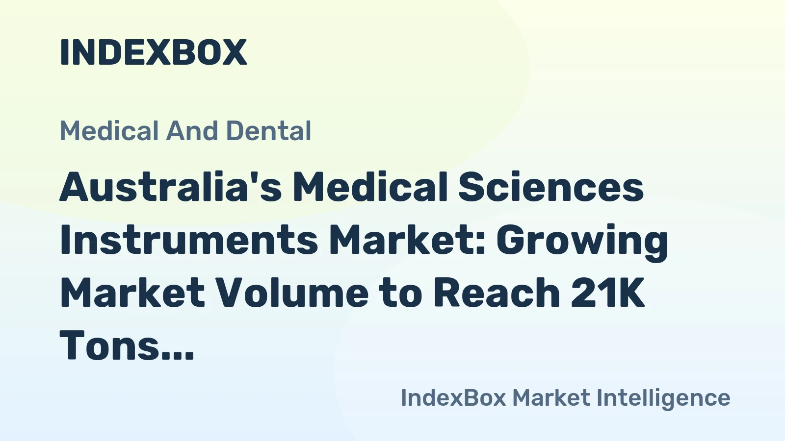 Australia's Medical Sciences Instruments Market: Growing Market Volume to Reach 21K Tons by 2035 with Market Value Expected to Reach $2.1B