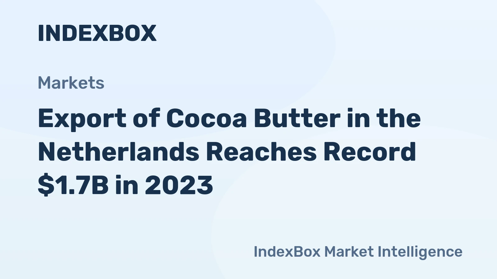 Export of Cocoa Butter in the Netherlands Reaches Record $1.7B in 2023