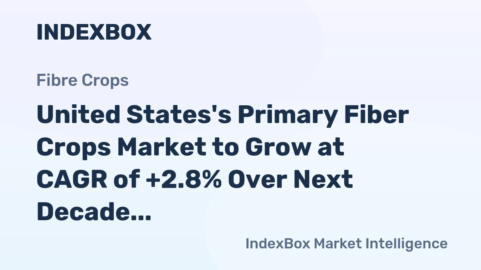 United States's Primary Fiber Crops Market to Grow at CAGR of +2.8% Over Next Decade, Reaching $30.7B by 2035