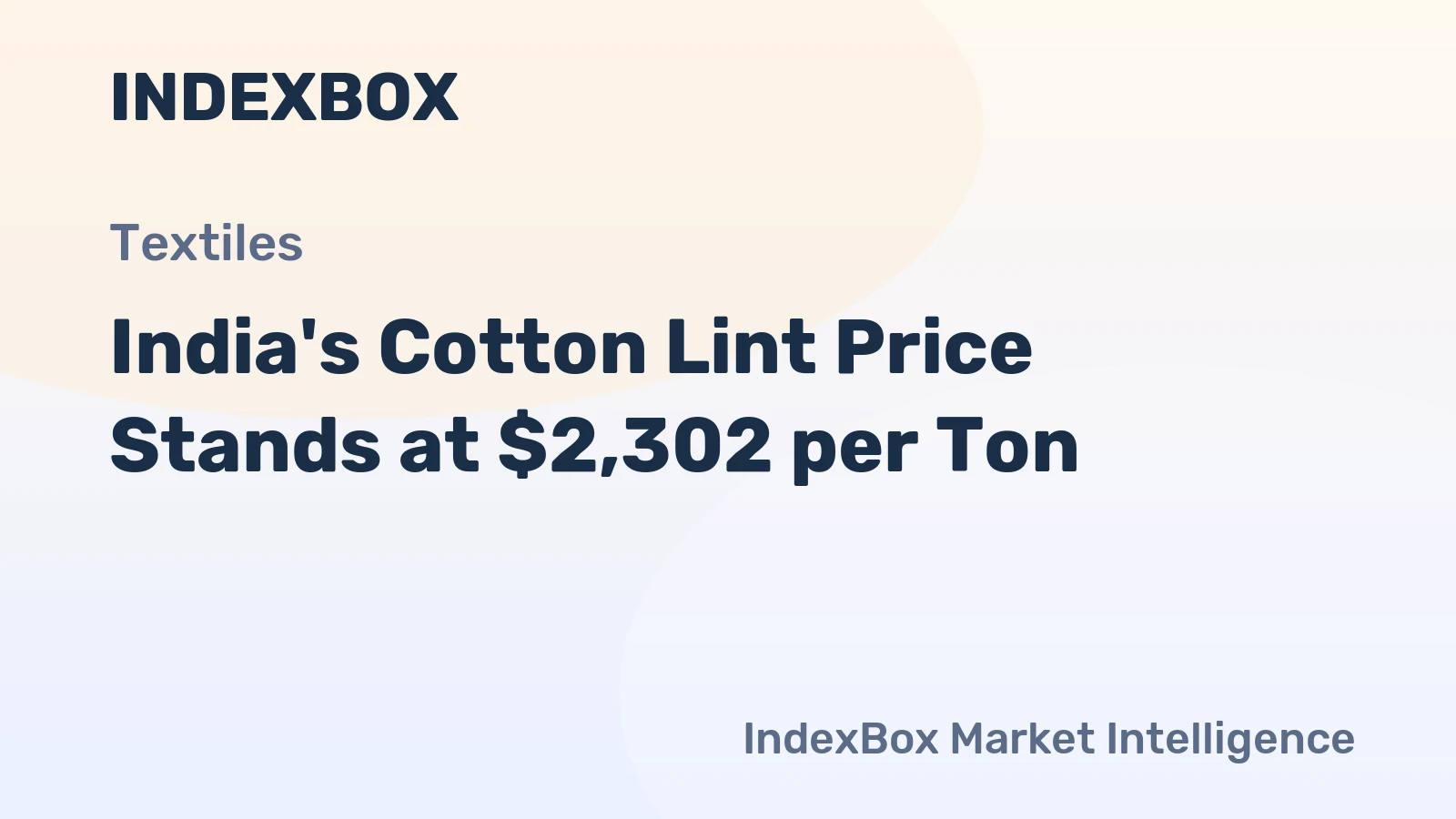 India's Cotton Lint Price Stands at $2,302 per Ton
