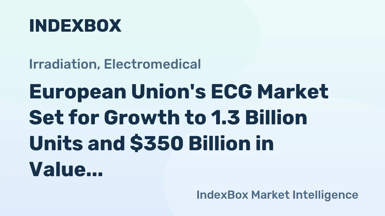 European Union's ECG Market Set for Growth to 1.3 Billion Units and $350 Billion in Value