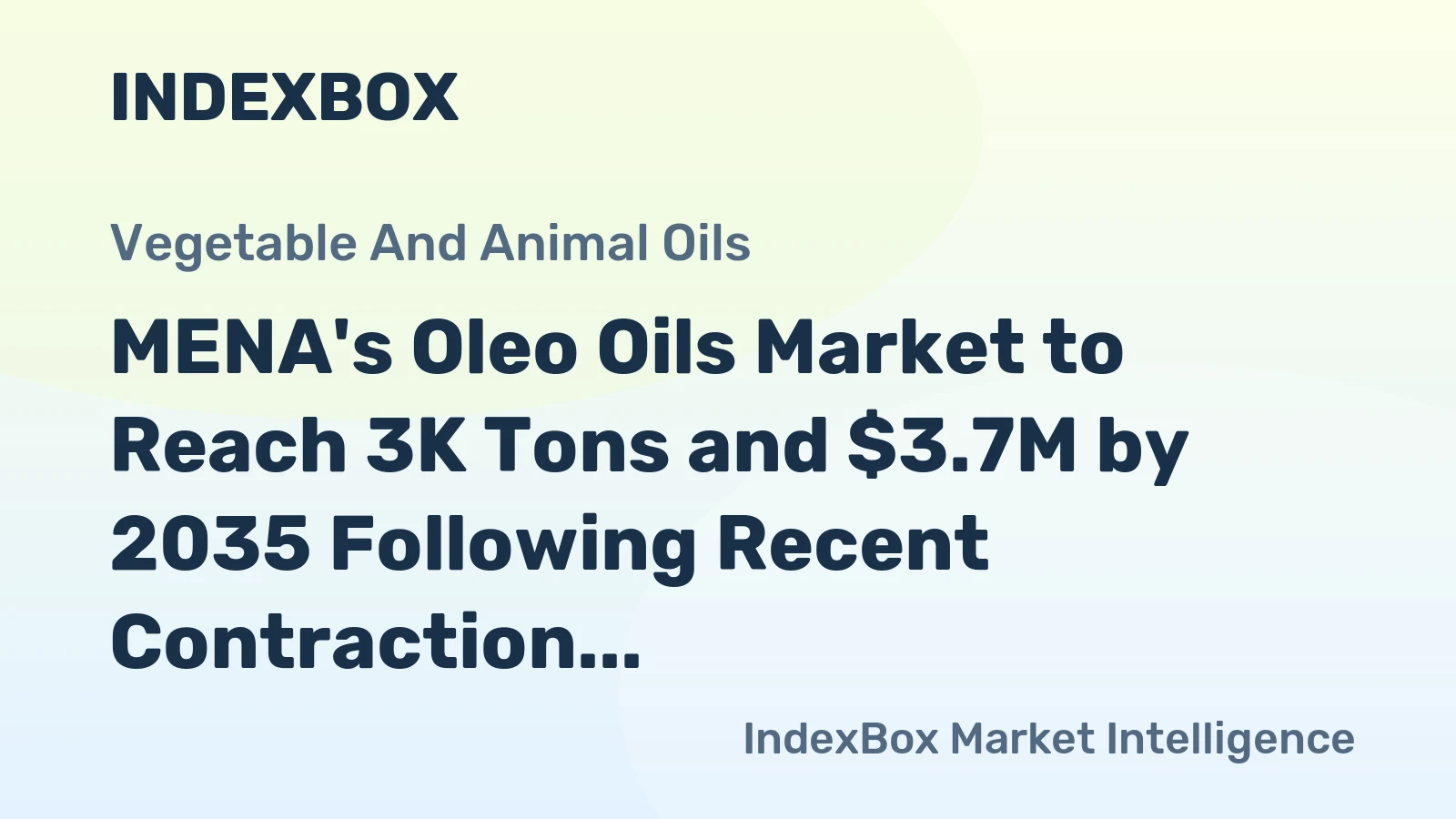 MENA's Oleo Oils Market to Reach 3K Tons and $3.7M by 2035 Following Recent Contraction