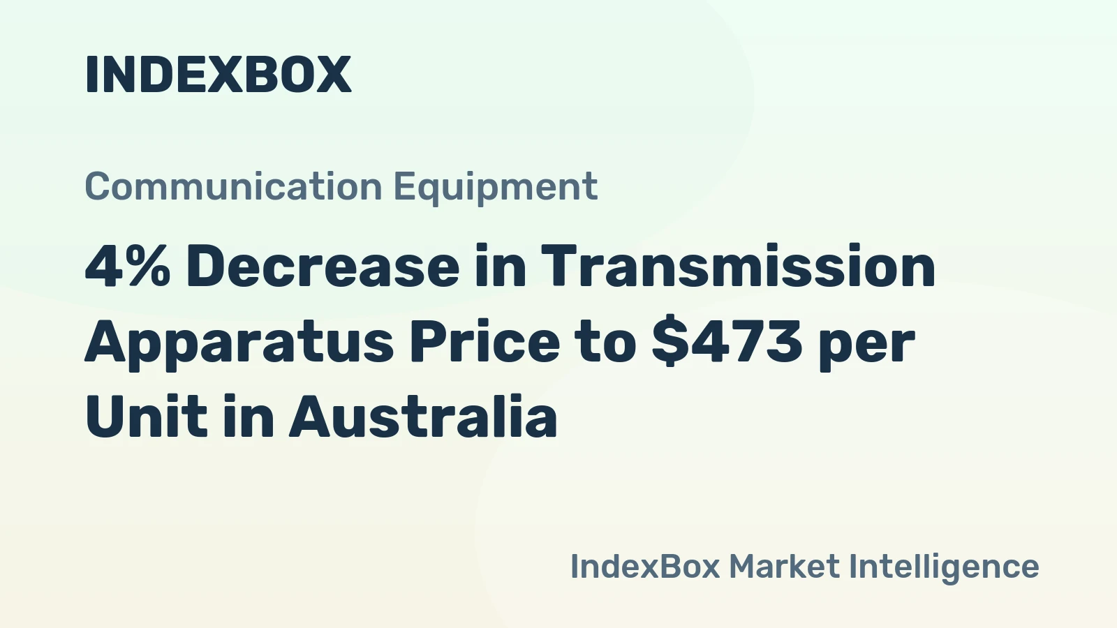 4% Decrease in Transmission Apparatus Price to $473 per Unit in Australia