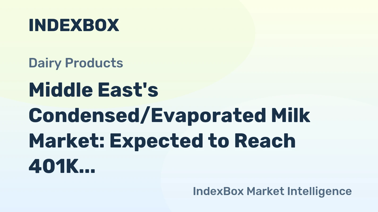Middle East's Condensed/Evaporated Milk Market: Expected to Reach 401K tons and $964M by 2035