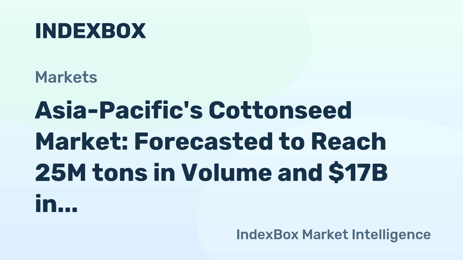 Asia-Pacific's Cottonseed Market: Forecasted to Reach 25M tons in Volume and $17B in Value by 2035