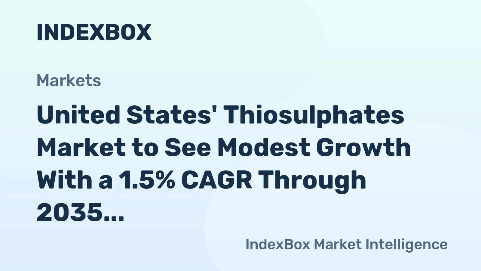 United States' Thiosulphates Market to See Modest Growth With a 1.5% CAGR Through 2035