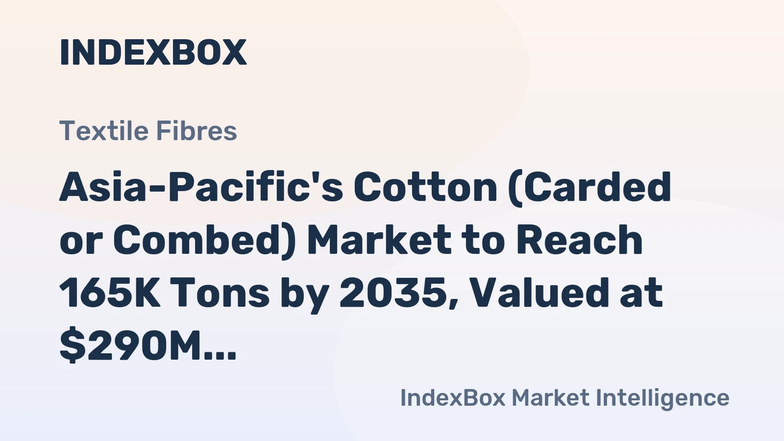 Asia-Pacific's Cotton (Carded or Combed) Market to Reach 165K Tons by 2035, Valued at $290M