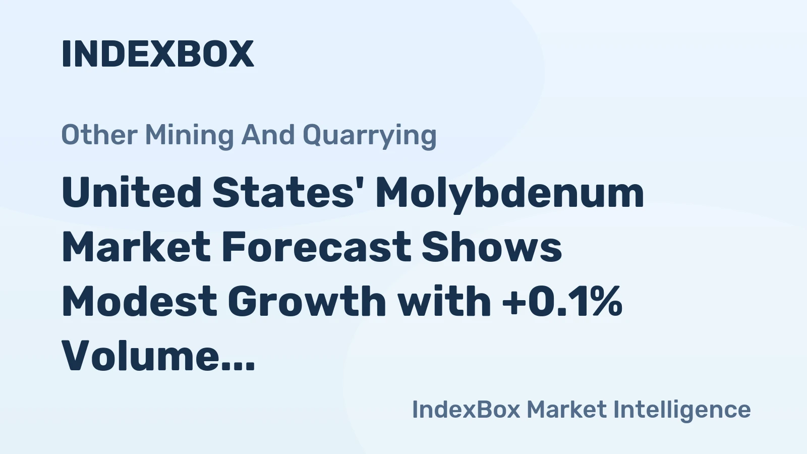 United States' Molybdenum Market Forecast Shows Modest Growth with +0.1% Volume CAGR