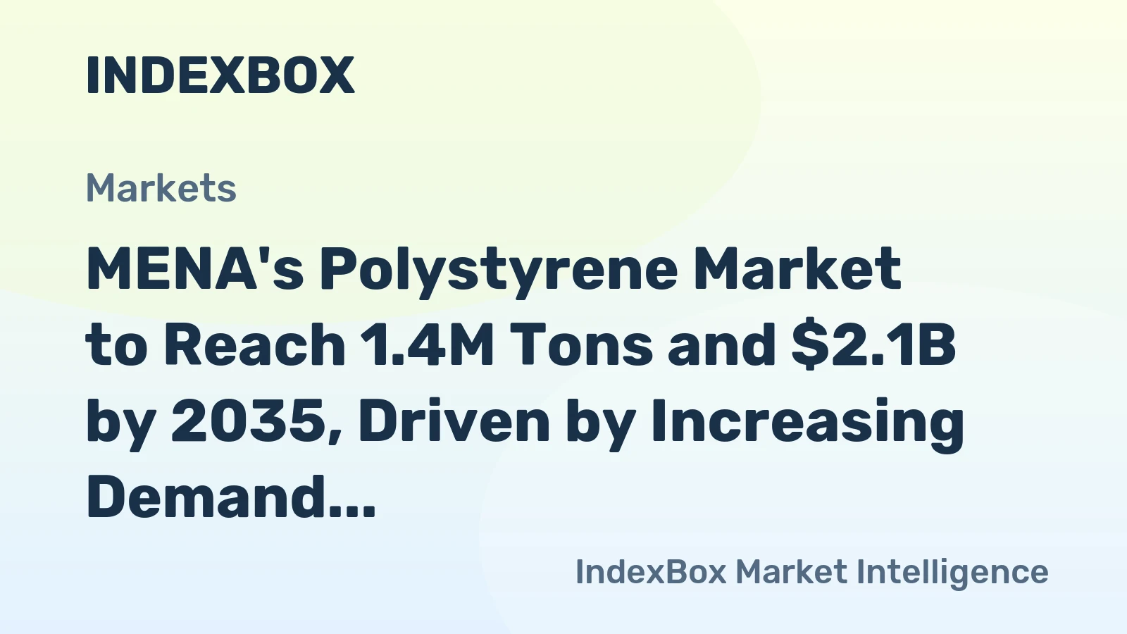MENA's Polystyrene Market to Reach 1.4M Tons and $2.1B by 2035, Driven by Increasing Demand