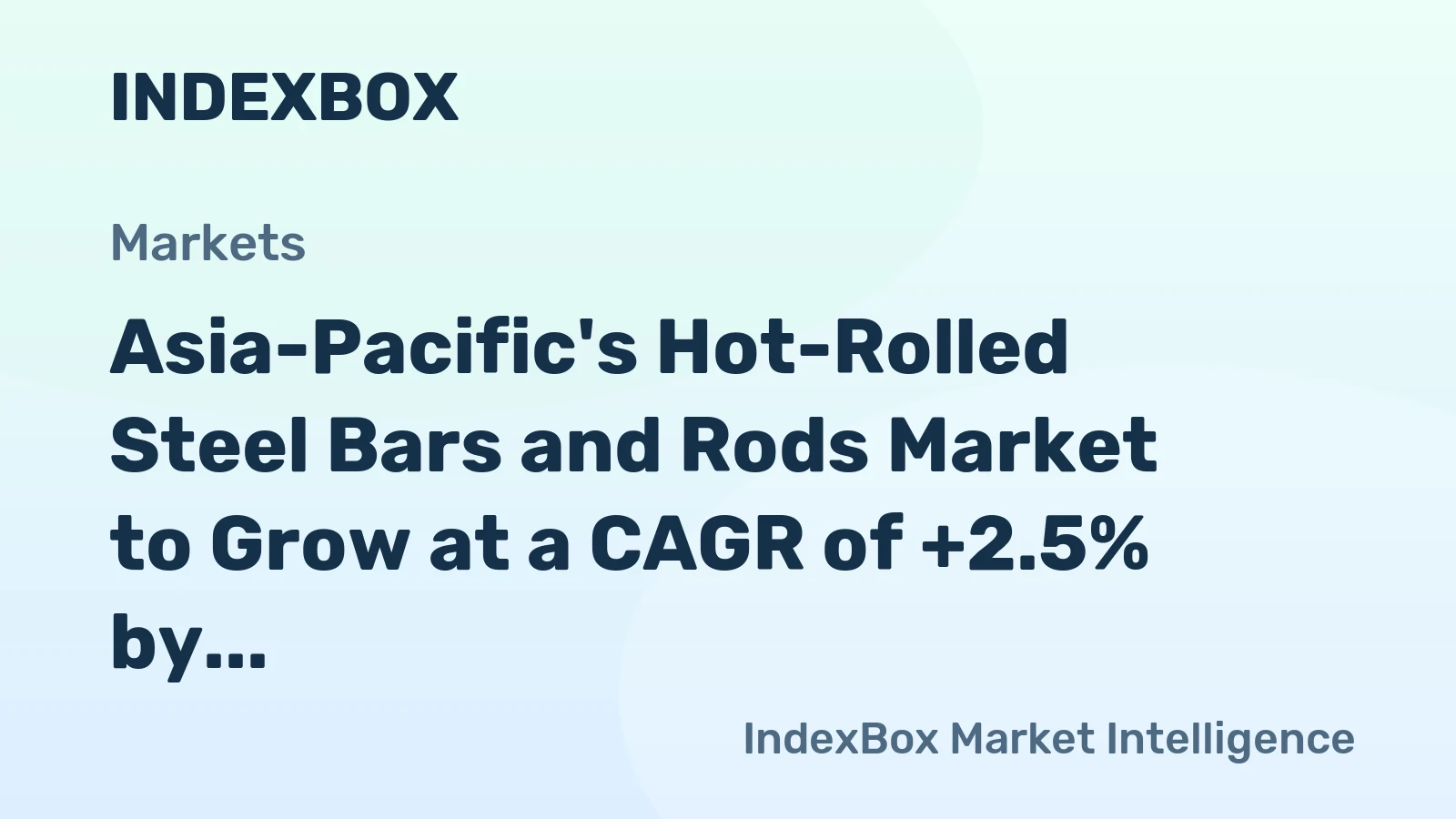 Asia-Pacific's Hot-Rolled Steel Bars and Rods Market to Grow at a CAGR of +2.5% by 2035