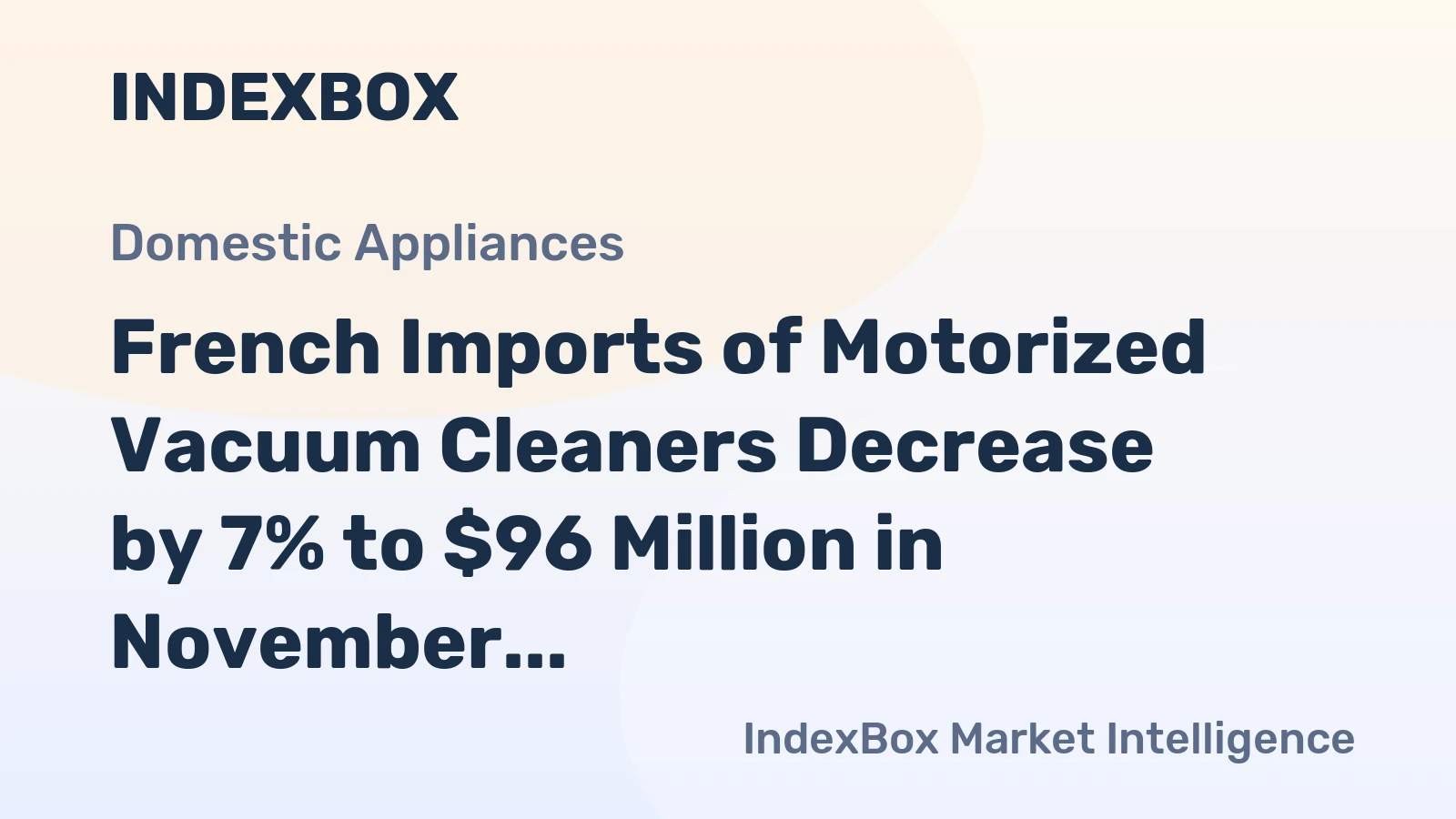 French Imports of Motorized Vacuum Cleaners Decrease by 7% to $96 Million in November 2023