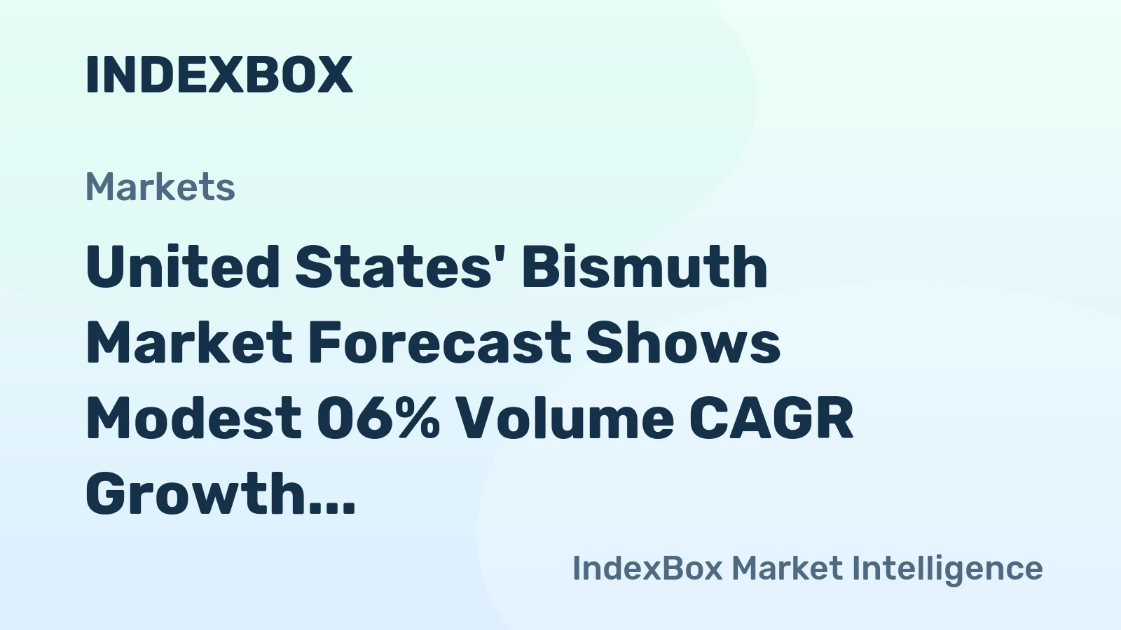 United States' Bismuth Market Forecast Shows Modest 06% Volume CAGR Growth Through 2035