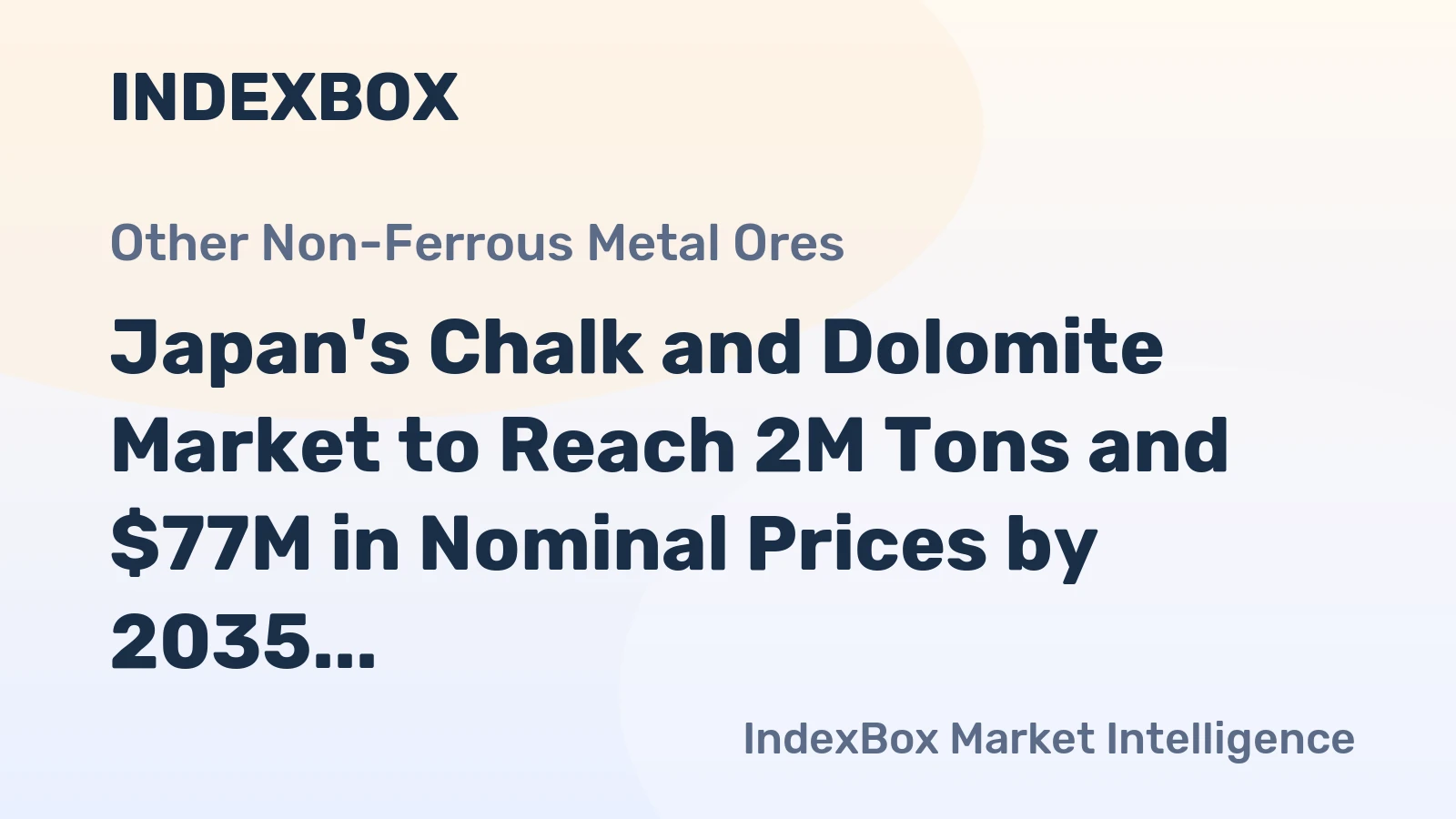 Japan's Chalk and Dolomite Market to Reach 2M Tons and $77M in Nominal Prices by 2035
