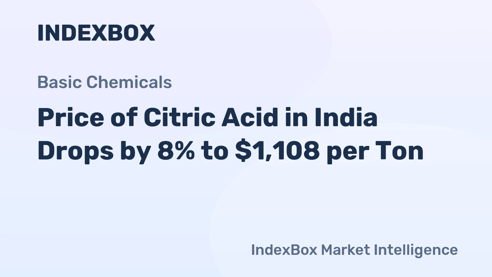 Price of Citric Acid in India Drops by 8% to $1,108 per Ton
