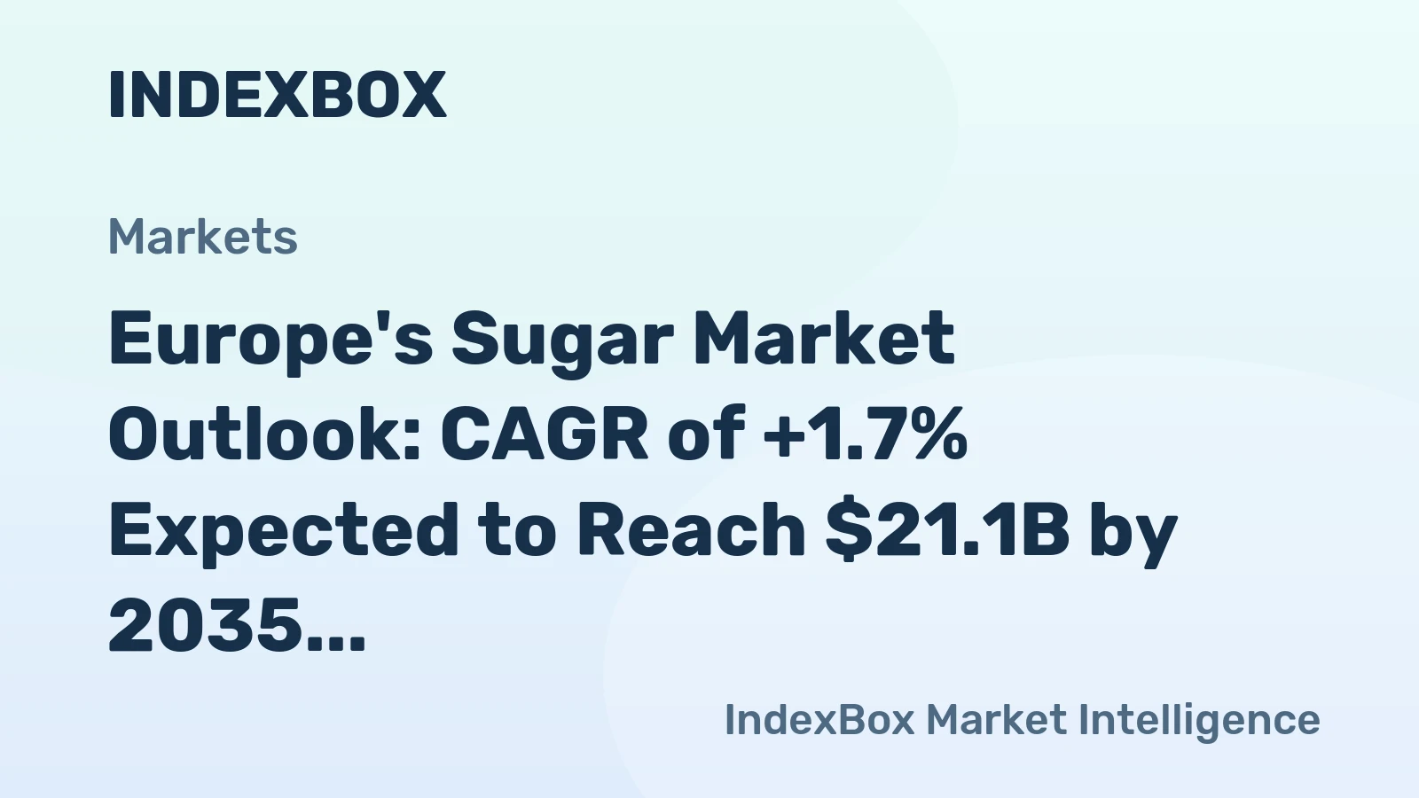 Europe's Sugar Market Outlook: CAGR of +1.7% Expected to Reach $21.1B by 2035