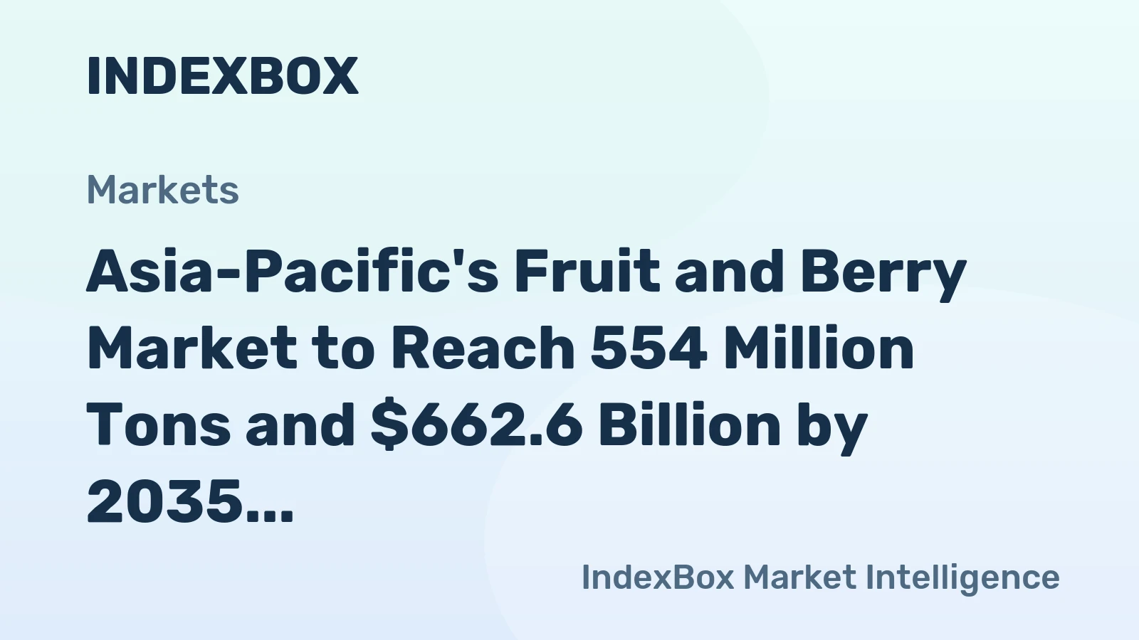 Asia-Pacific's Fruit and Berry Market to Reach 554 Million Tons and $662.6 Billion by 2035