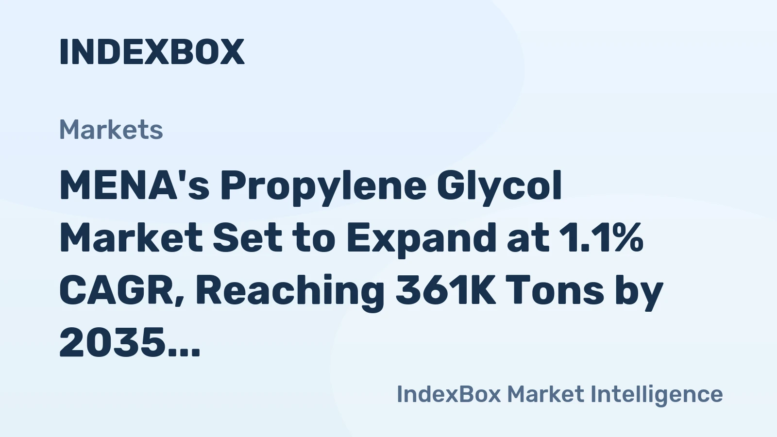 MENA's Propylene Glycol Market Set to Expand at 1.1% CAGR, Reaching 361K Tons by 2035