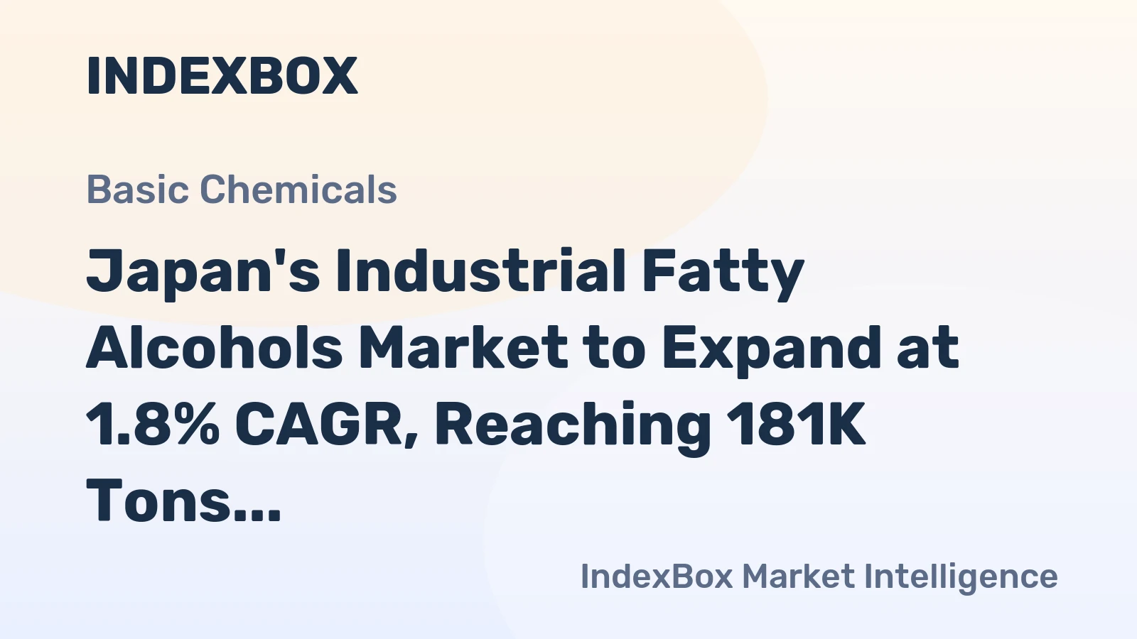 Japan's Industrial Fatty Alcohols Market to Expand at 1.8% CAGR, Reaching 181K Tons by 2035