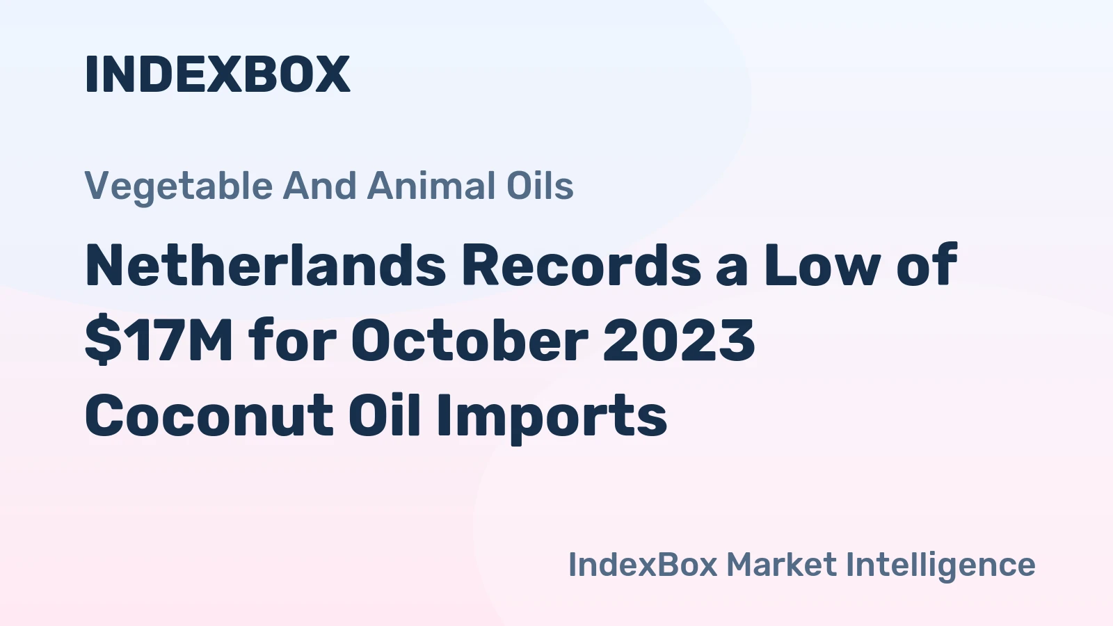 Netherlands Records a Low of $17M for October 2023 Coconut Oil Imports
